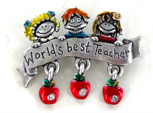 Wholesale Worlds Best Teacher Pins by the Dozen - CheapWholesaleJewelry.com