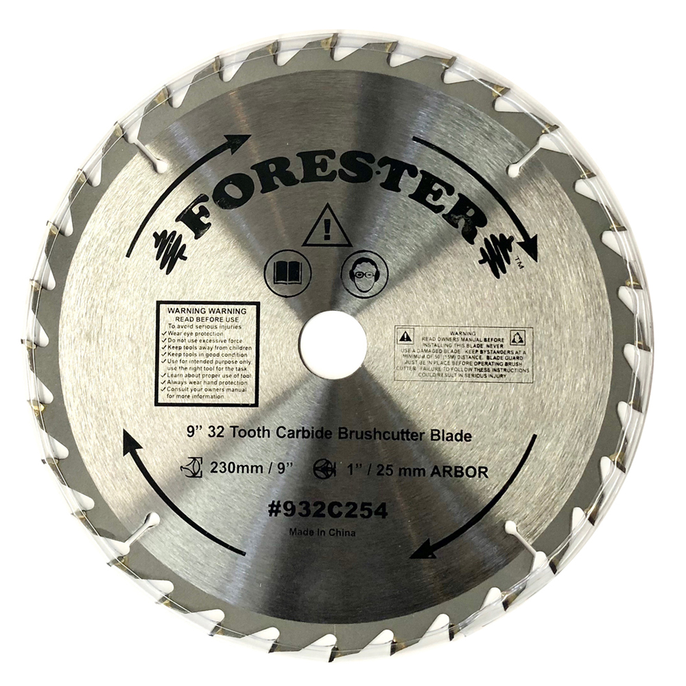 Forester 32 Tooth Carbide Tip Brush Cutter Blade - 9" x 1" / 20mm Arbor ...