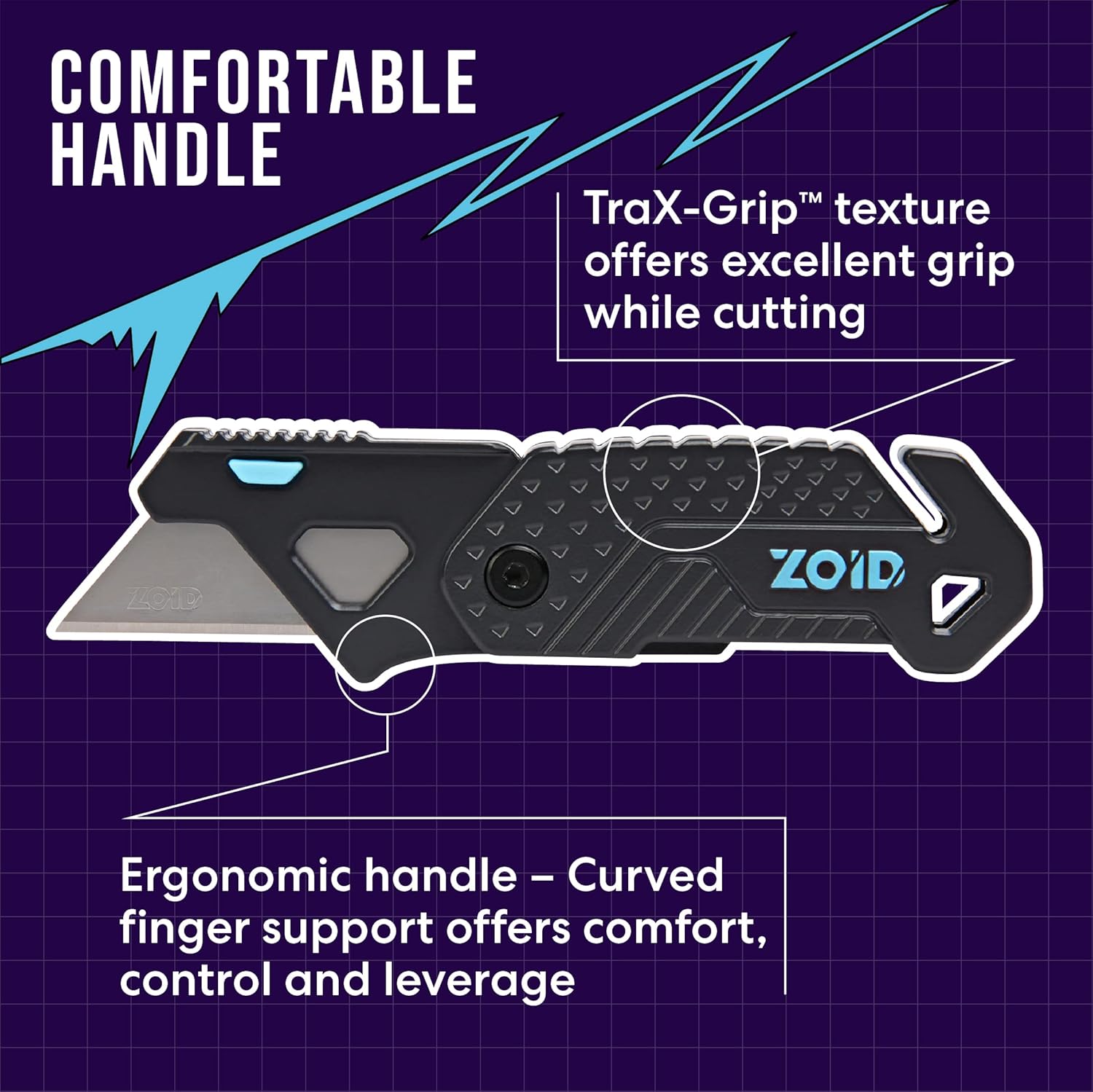 Zoid Compact 3-in-1 Folding Utility Knife w/ Trax Grip