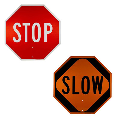 Forester 18" Aluminum Hand Held Stop/Slow Sign - 3M Reflective ...