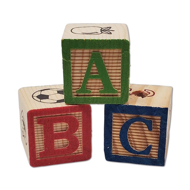 1-1/8" ABC Wood Block - BirdToyBuilder.com