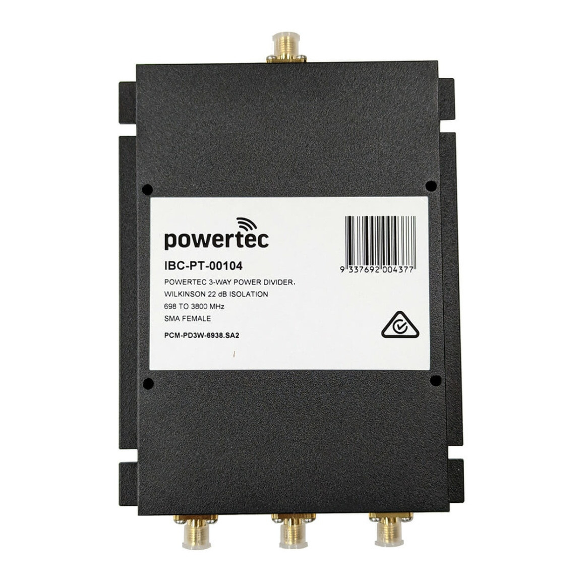 Powertec RF Power Divider 2-Way, 698-3800MHz, SMA Female, Wilkinson ...