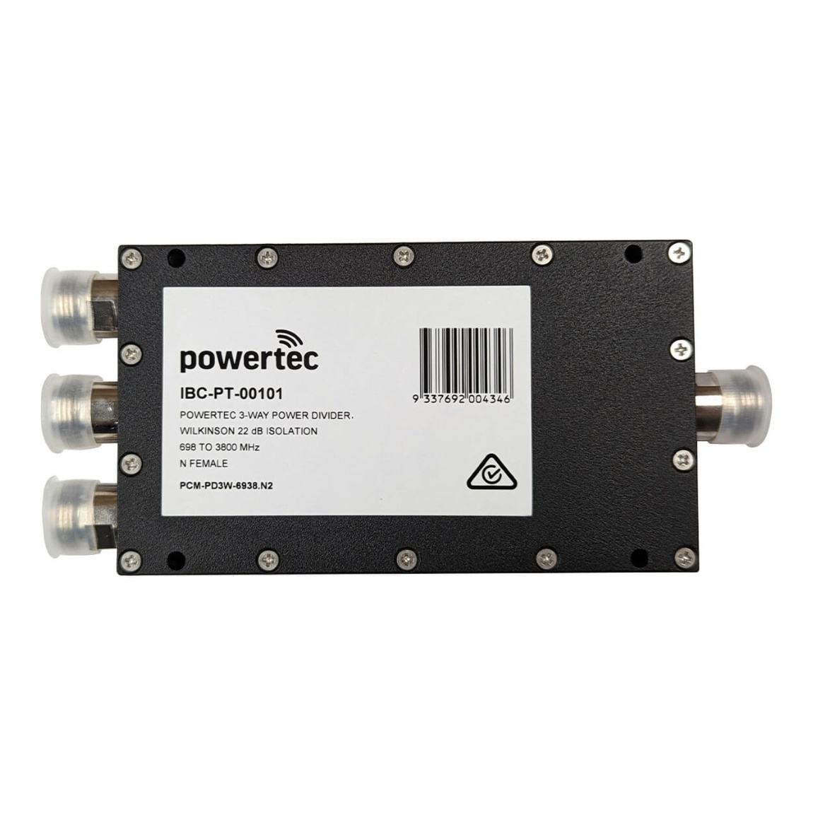 Powertec RF Power Divider 3-Way, 698 to 3800 MHz, N Female, Wilkinson ...