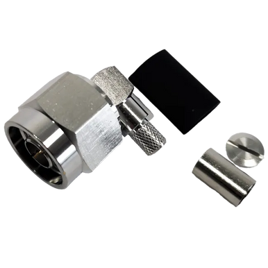 N Male Connector for L-240 Cable, Right Angle