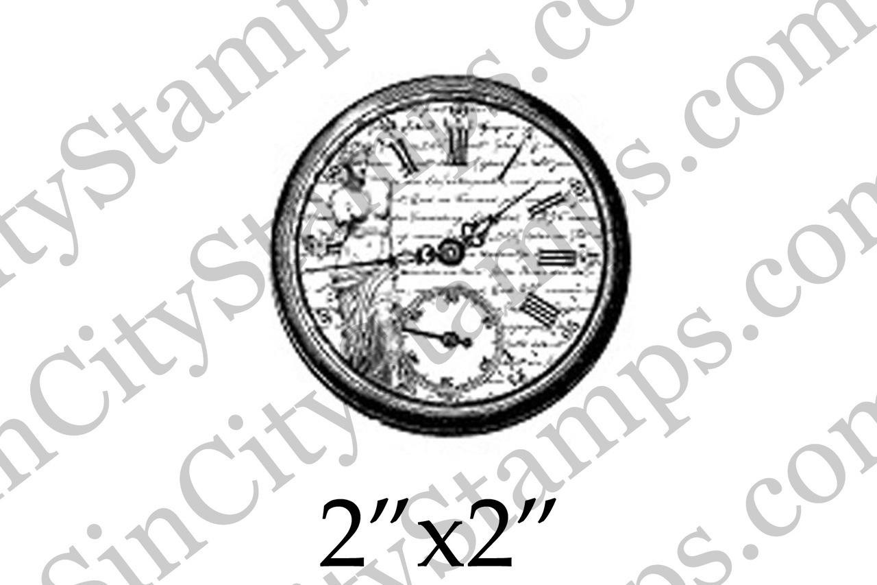 Pocket Watch with Flowers Art Rubber Stamp - Blank Page Muse Art Rubber ...