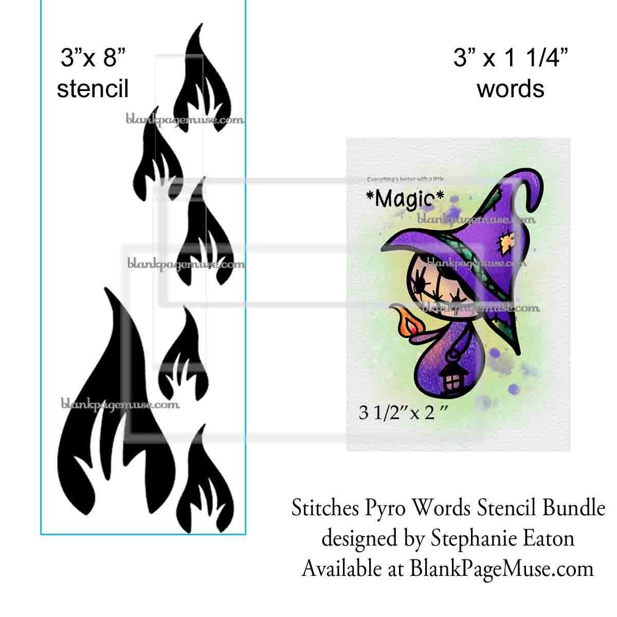 Stitches PYRO Witch Words Stencil Bundle designed by Stephanie Eaton ...