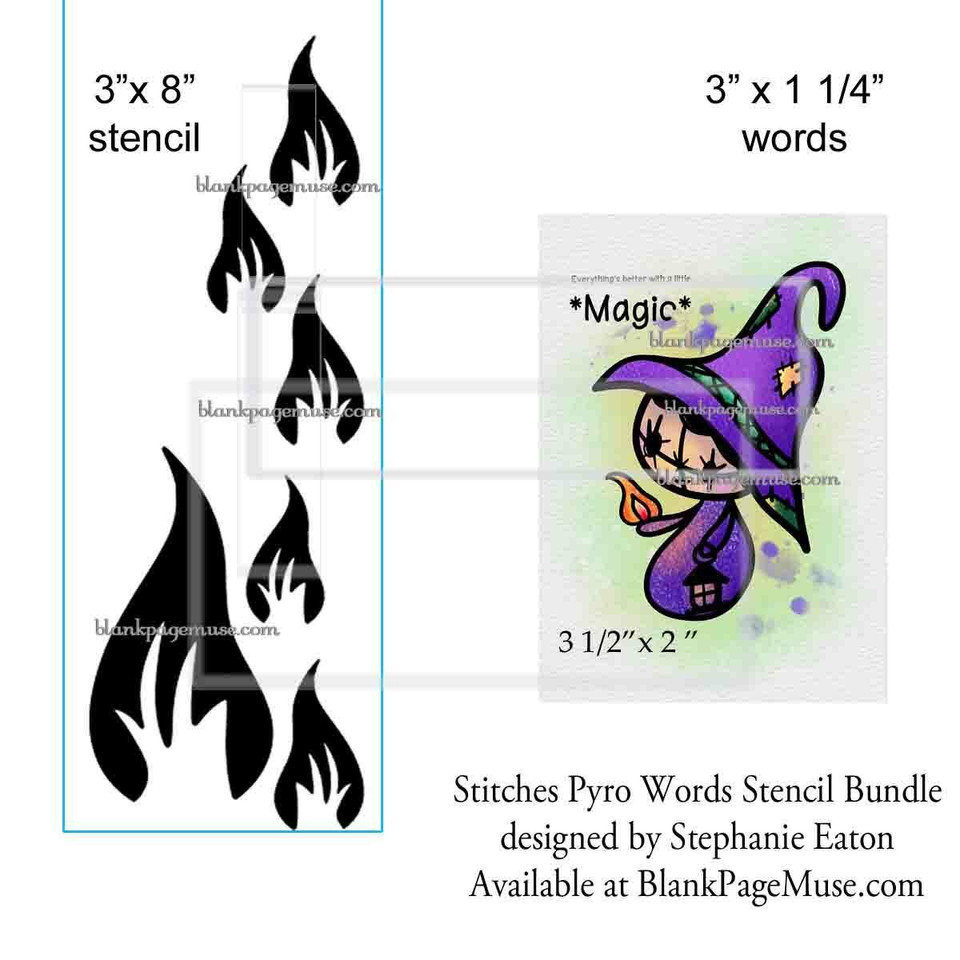 Stitches PYRO Witch Words Stencil Bundle designed by Stephanie Eaton ...
