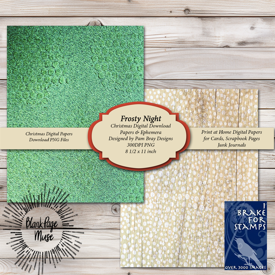 Digital Download Frosty Night Christmas Printable Papers, Ephemera for ...