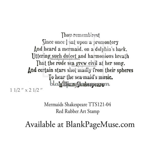 Mermaids by Shakespeare Quotation Sentiment Words Art Rubber Stamp ...