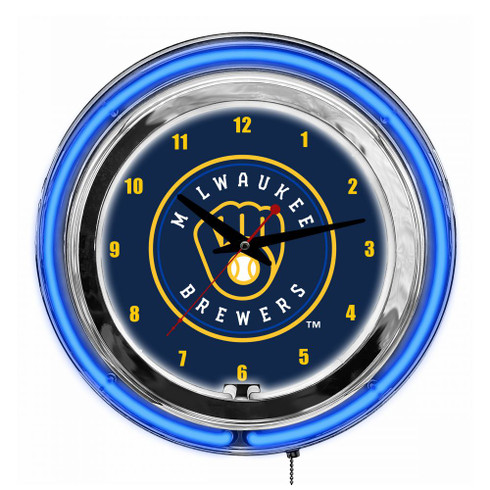 655-2027 Milwaukee Brewers 14" Neon Clock, FREE SHIPPING