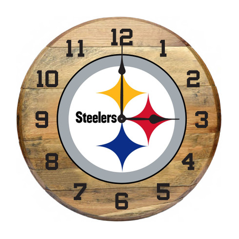 Pittsburgh Steelers Oak Barrel Clock, 630-1004