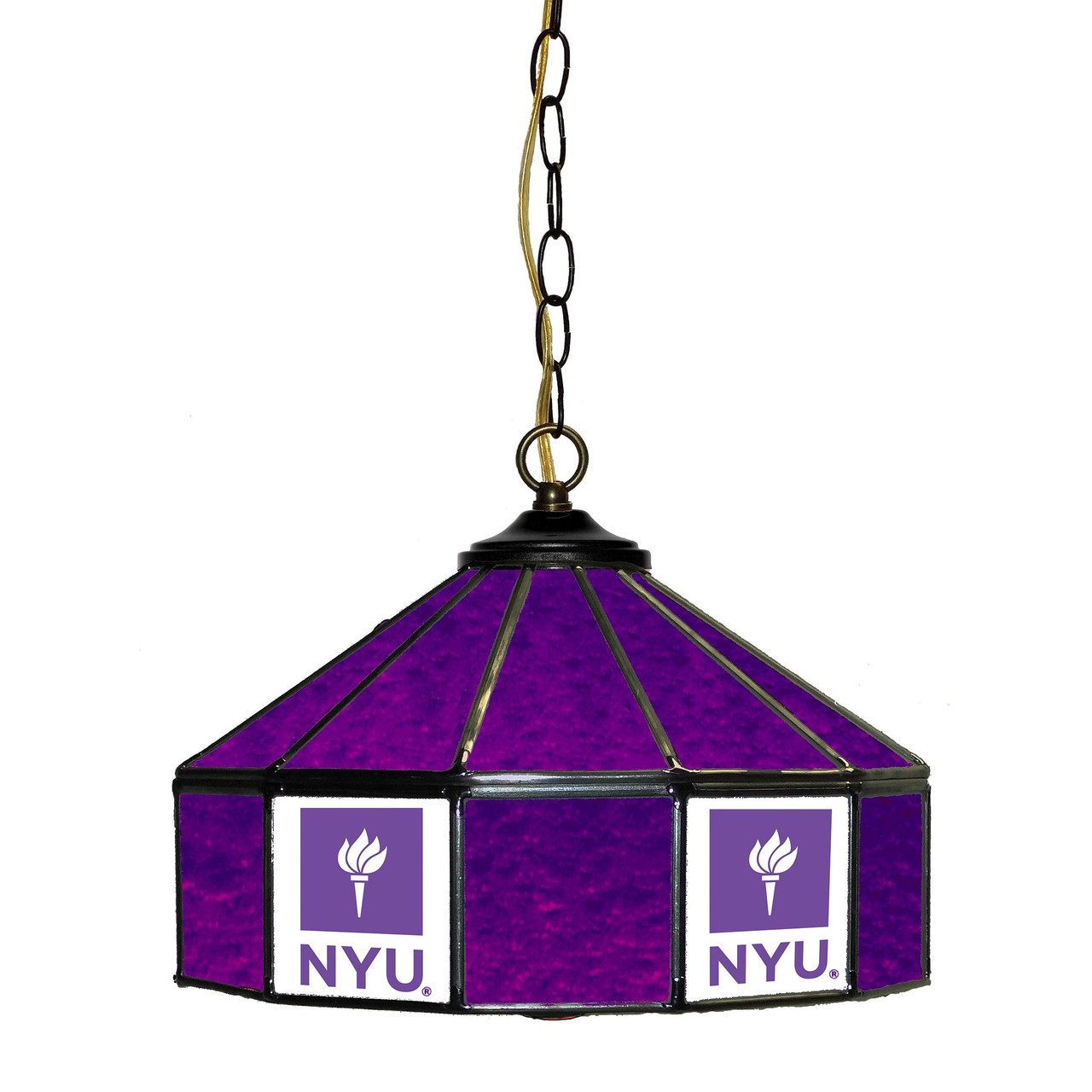 New York University Violets 14-In. Stained Glass Pub Light