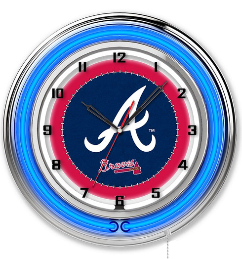 Atlanta Braves 19" Double Neon Wall Clock, Holland Bar Stool Co ...