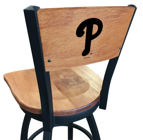Philadelphia Phillies L038 Laser Engraved Wood Back Bar Stool w/ Maple ...