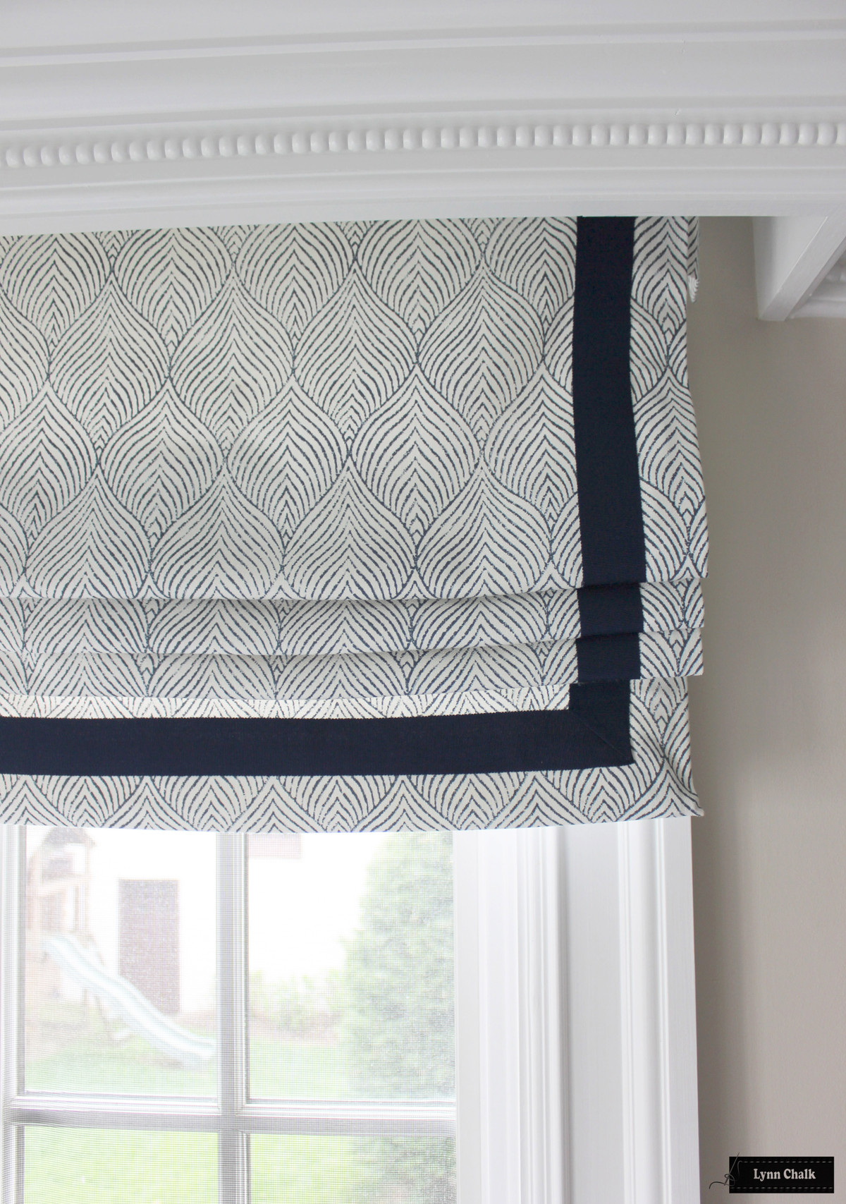 Robert Allen Cordata Batik Blue Roman Shade with Samuel & Sons ...