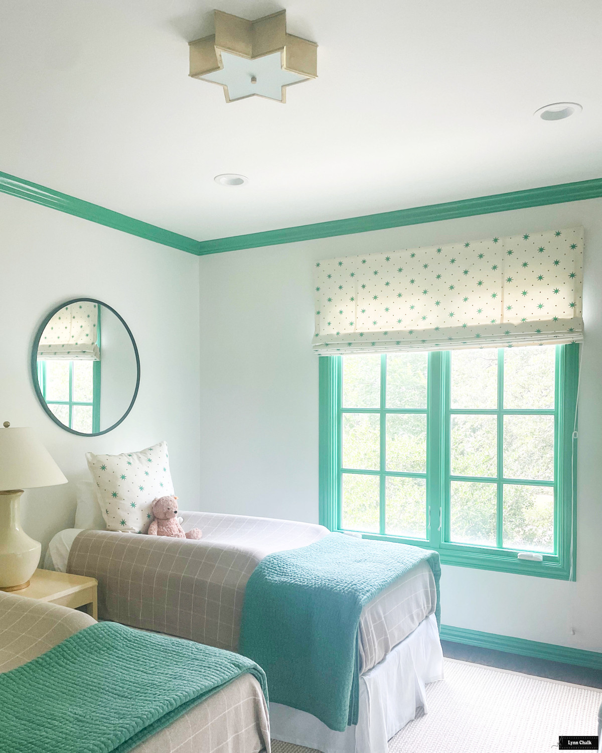 Sister Parish Serendipity Roman Shade in Boys Room (shown in Green ...