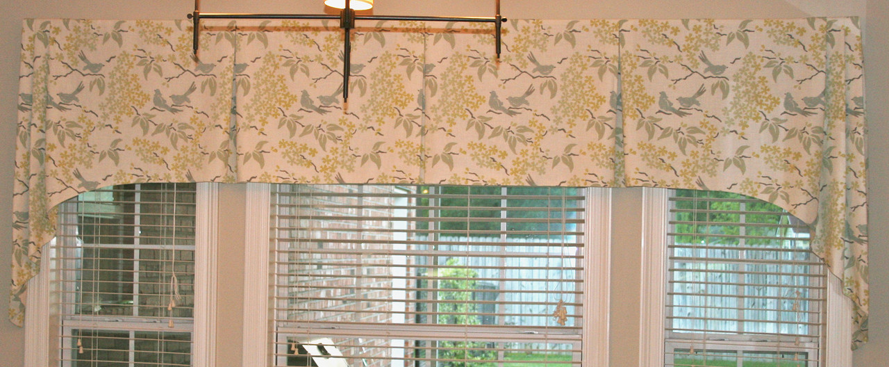 Tapered Box Pleated Valance in Galbraith & Paul Birds in Custom Color