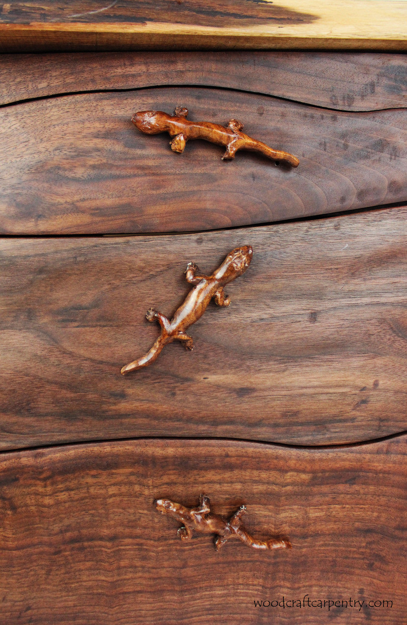 Custom Hand Carved Walnut Desk with Live Edge by Scott Clarke
