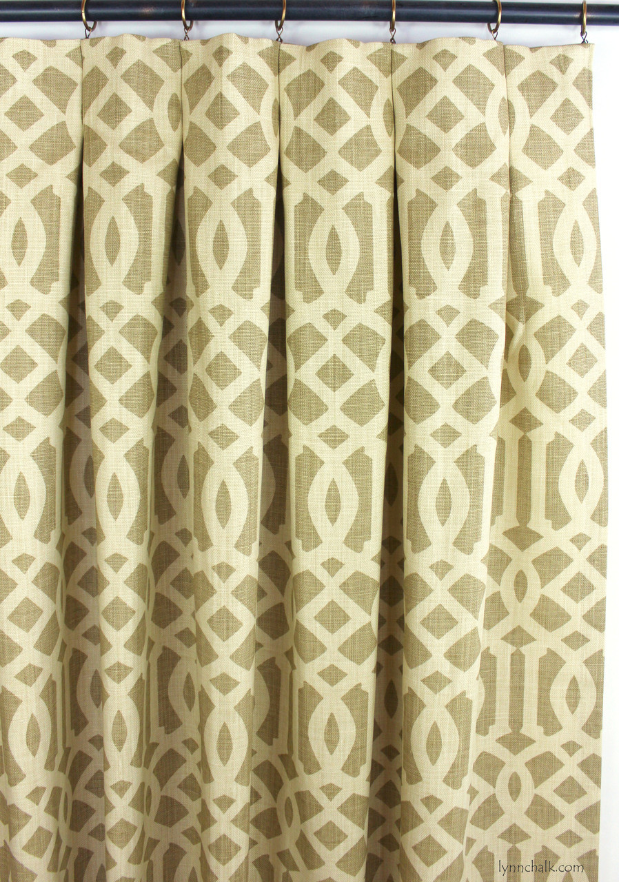 Schumacher Imperial Trellis Inverted Pleated Drapes