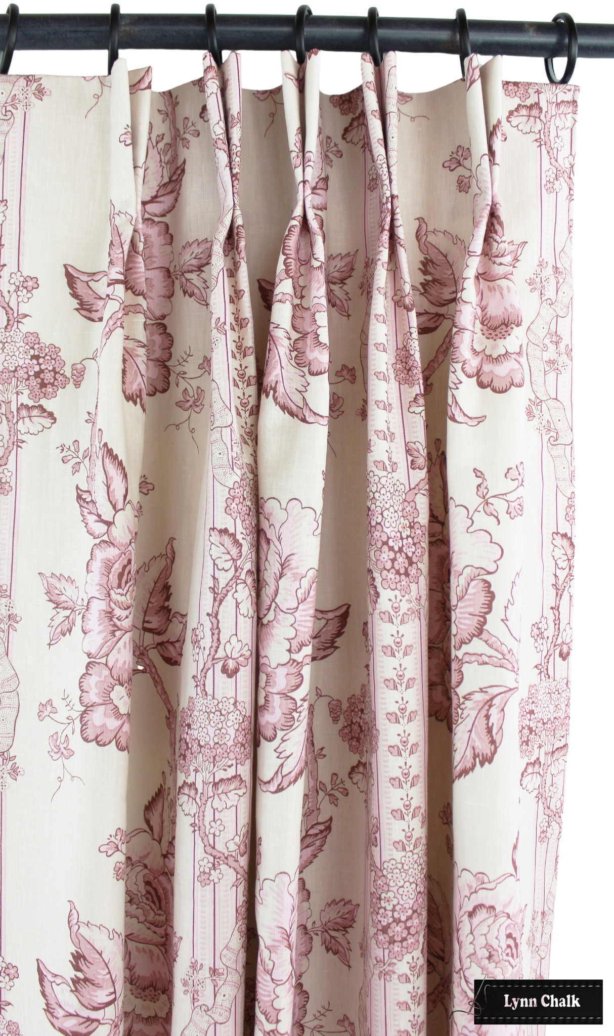 Quadrille Toile Des Roses Drapes (shown in Pink on Pale Pink Linen ...