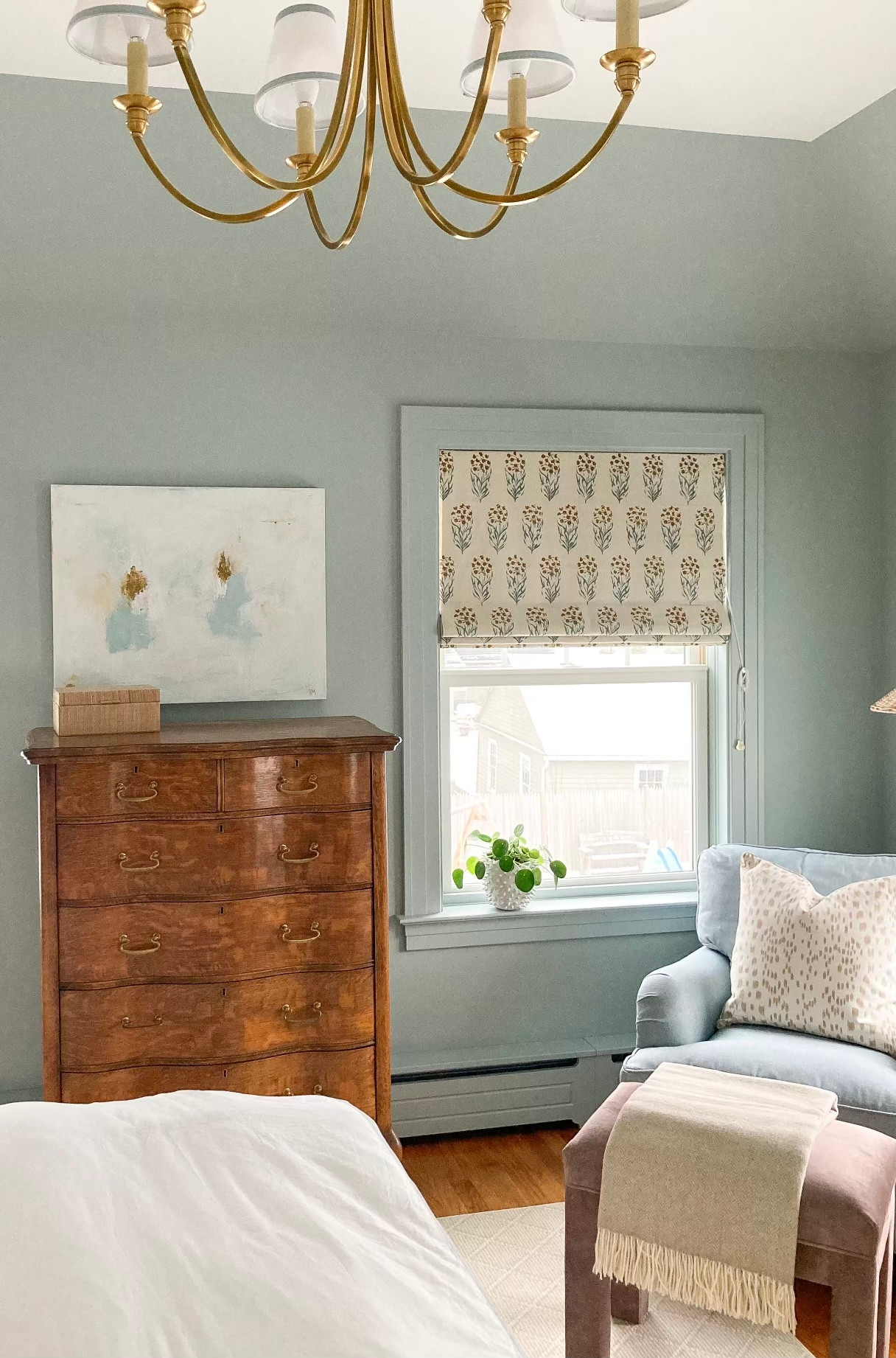 Penny Morrison Kalindi Blue Yellow Roman Shades in Bedroom - Designed ...
