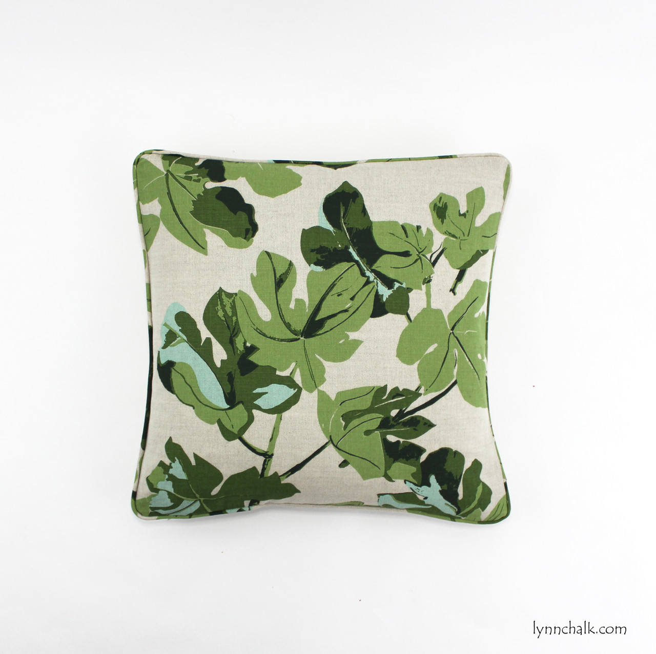 Peter Dunham Fig Leaf on Pink Linen Knife Edge Pillows