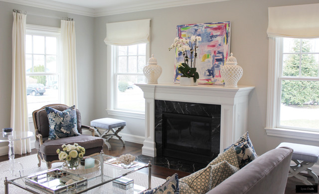 Relaxed Roman Shades and Drapes in Living Room