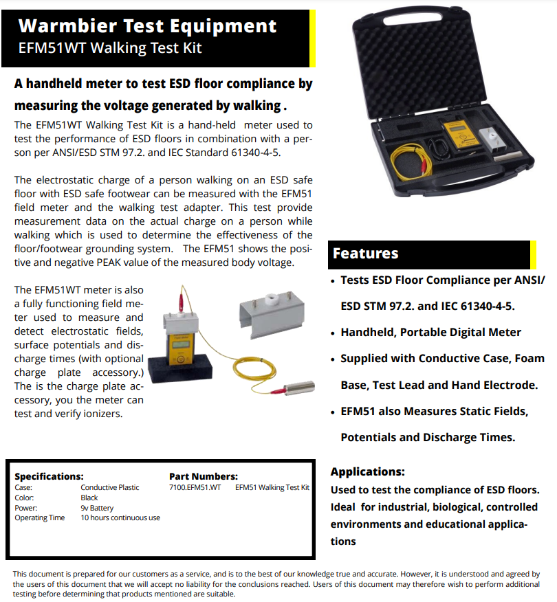 Electrostatic Field Meter with Walking Test Kit EFM® 51 - 7100.EFM51.WT ...