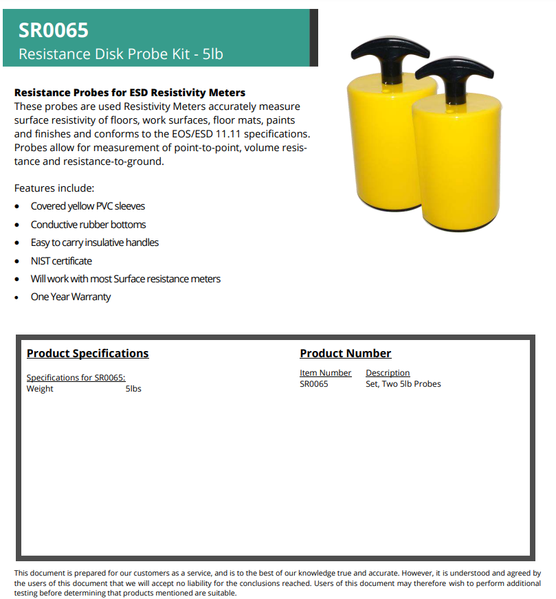 Surface Resistance Probes, Yellow Protective Coating, 5Lbs, Two ...