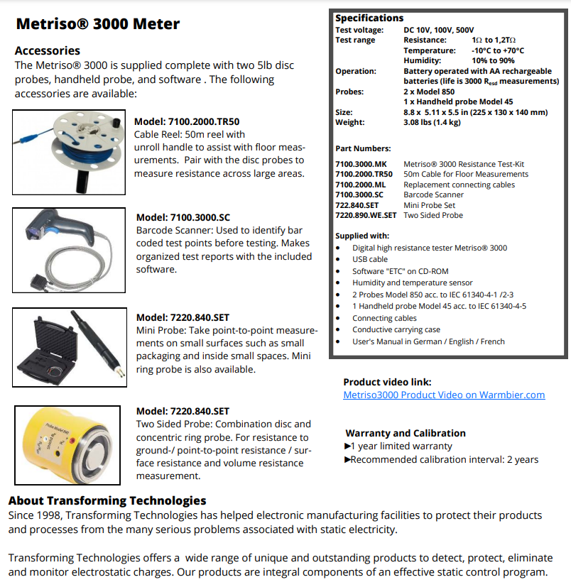 METRISO® 3000 Test Kit - 7100.3000.MK | statictek.com | Statictek.com