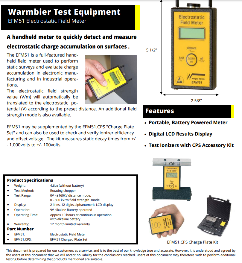 Electrostatic field meter with Charge Plate EFM® 51 with charge plate ...