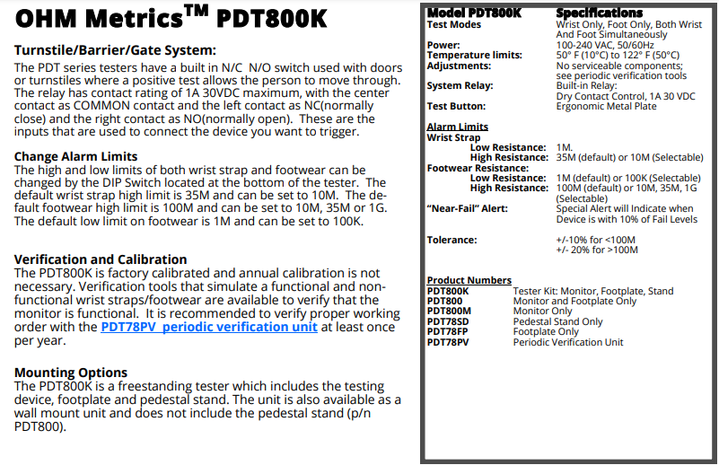 PDT Tester Stand - PDT78SD | statictek.com | Statictek.com