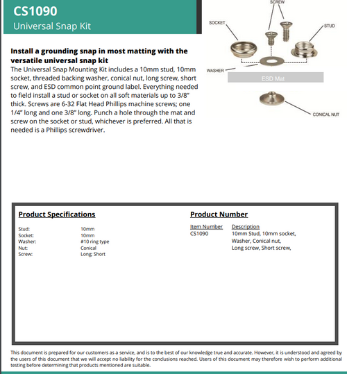 Universal Snap Kit - CS1090 | statictek.com | Statictek.com