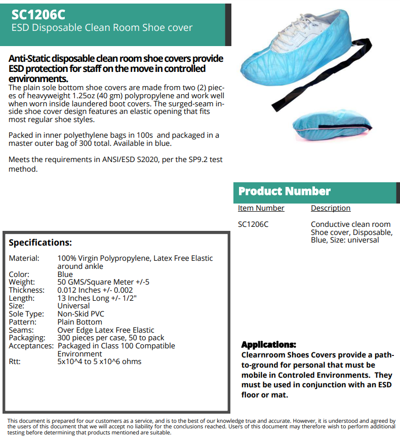 Disposable Clean Room Shoe Covers - SC1206C | statictek.com | Statictek.com