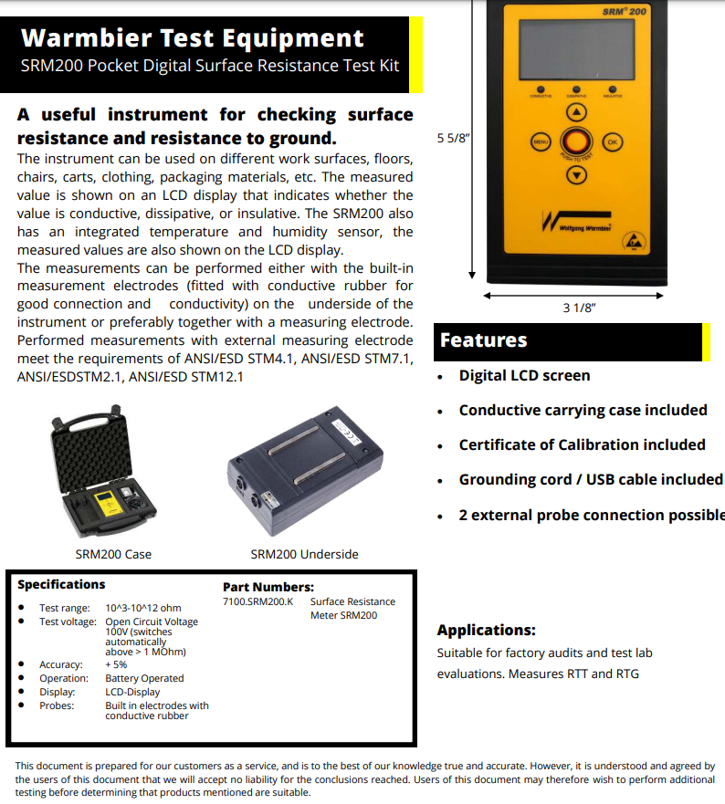 SRM200 Digital Surface Resistance Meter - 7100.SRM200.K | Statictek.com ...