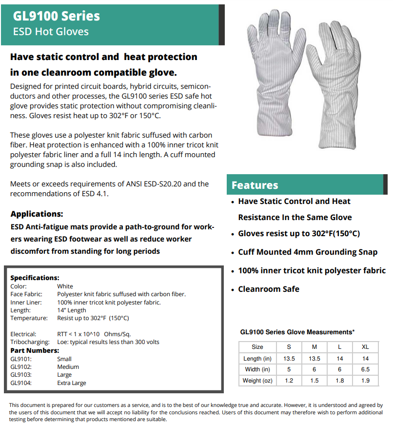 Polyester Static Safe Hot Gloves 14" | GL9100 | statictek.com ...