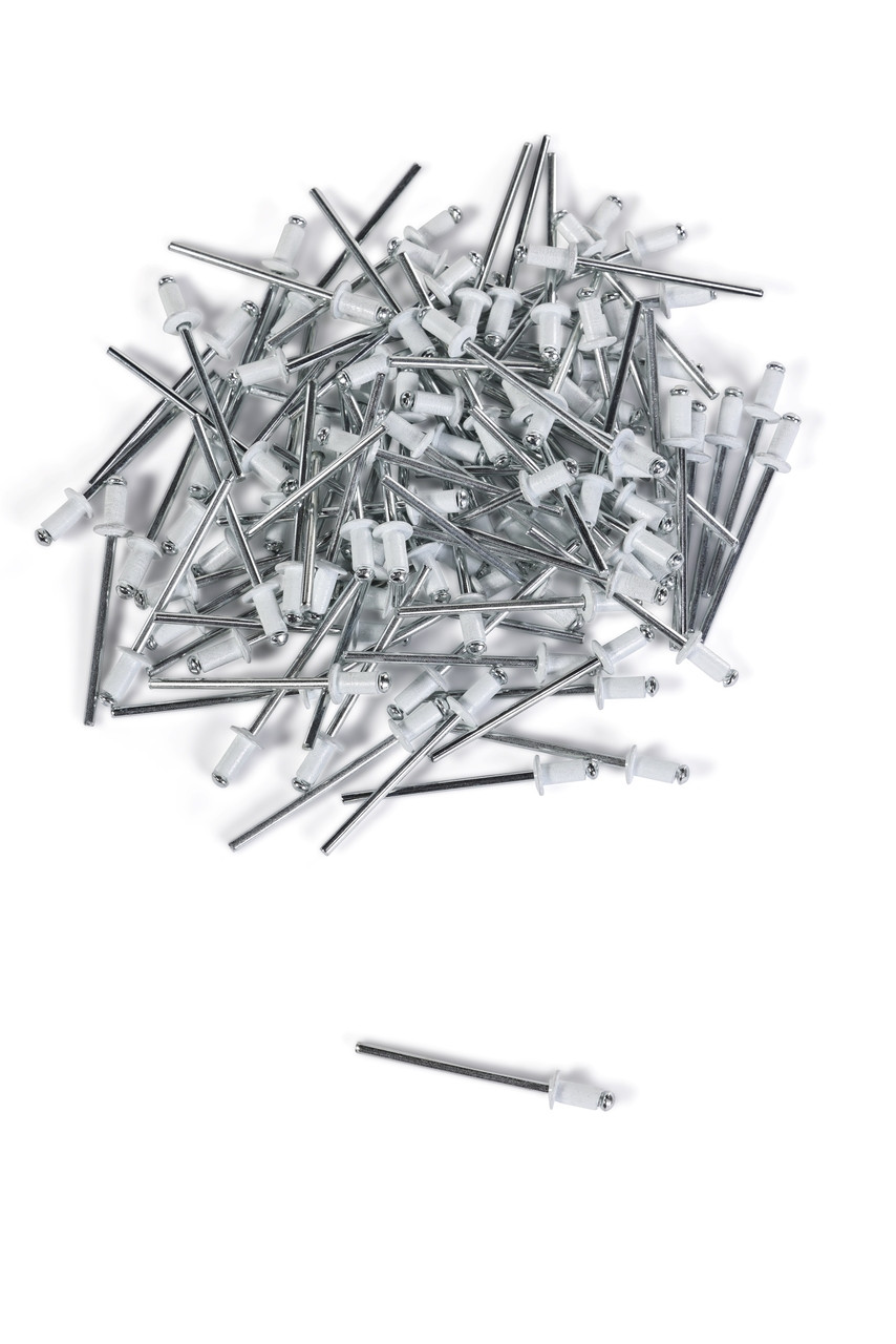 Rivets - 1/8 in. White Aluminum Pull Rivets - 100 Pack - ToolPro