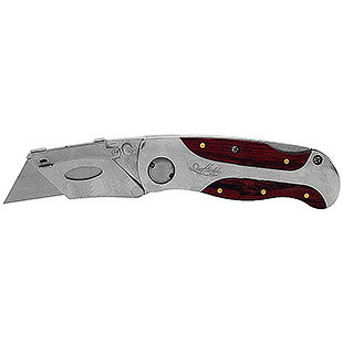 Premium Folding Lock-Back Utility Knife with Wood Handle - ToolPro