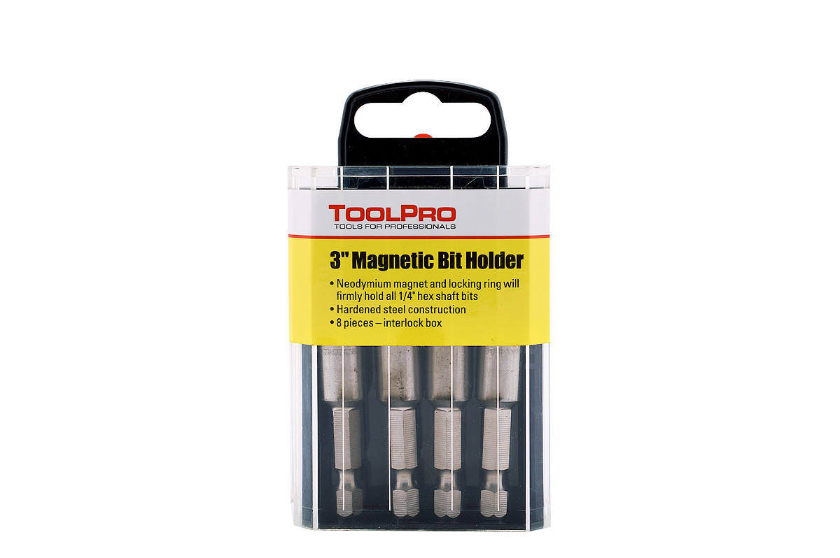3 in. Magnetic Bit Tip Holder - Interlocking Storage Box of 8 - ToolPro
