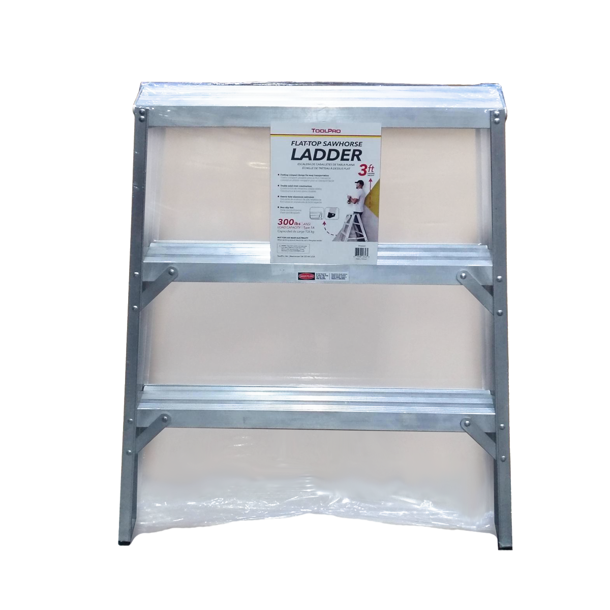 3 ft. Aluminum Flat-Top Sawhorse Ladder - ToolPro