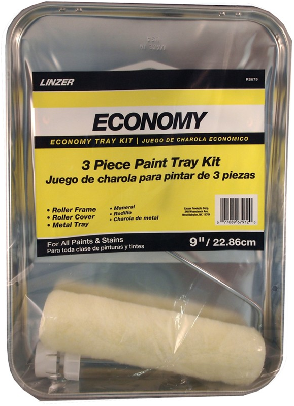 3 Piece Paint Tray Kit with Roller Frame and Cover - ToolPro