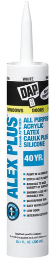 10.1 oz. ALEX Plus White Acrylic Latex Caulk Plus Silicone - Case of 12 ...