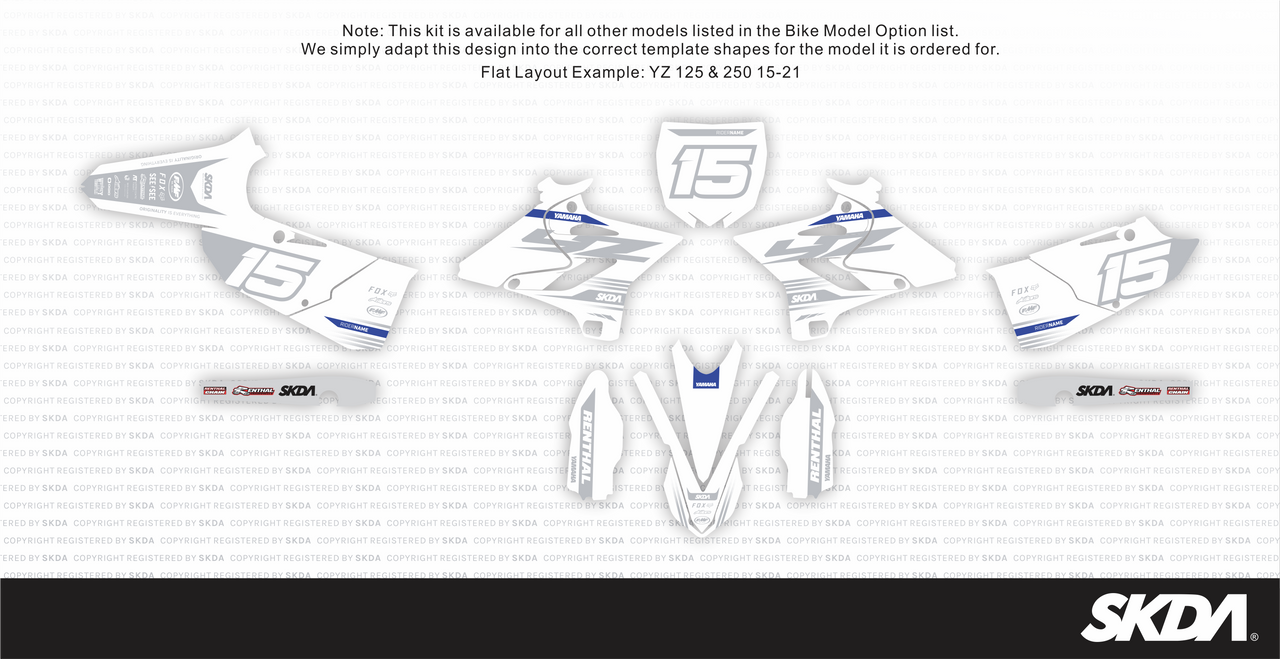 SMOKE V2 WHITE/GREY YZ Full Graphics Kit - SKDA