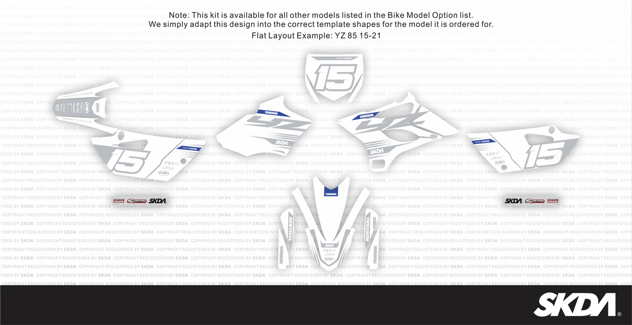 SMOKE V2 WHITE/GREY YZ Full Graphics Kit - SKDA