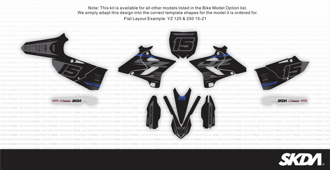 SMOKE V2 BLACK/GREY YZ Full Graphics Kit - SKDA