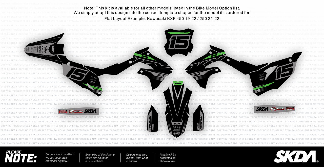 SMOKE CHROME Black KX/KXF Full Graphics Kit - SKDA - AU Store