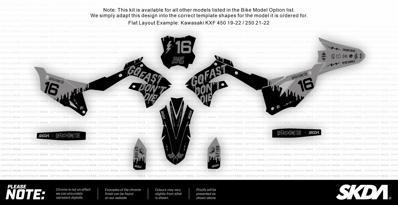 GFDD V1 CHROME Silver Full Graphics Kit (All Bikes) - SKDA - AU Store