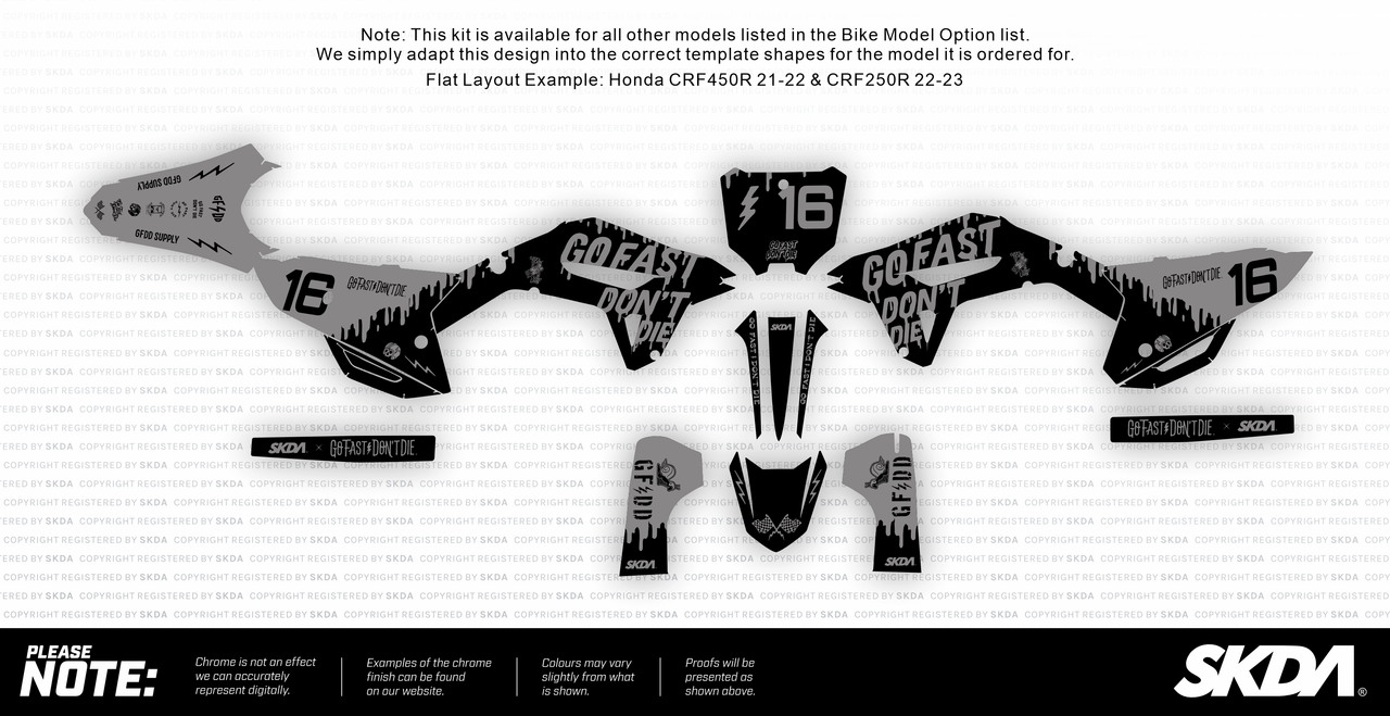 GFDD V1 CHROME Silver Full Graphics Kit (All Bikes) - SKDA - AU Store