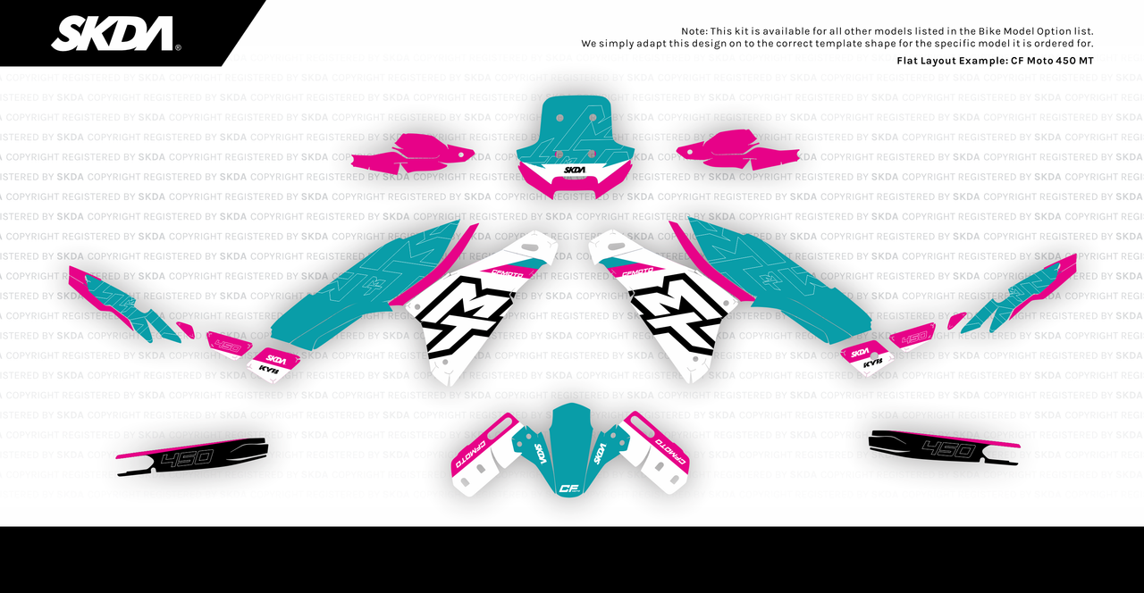 ALARM Pink/White 450MT Full Graphics Kit