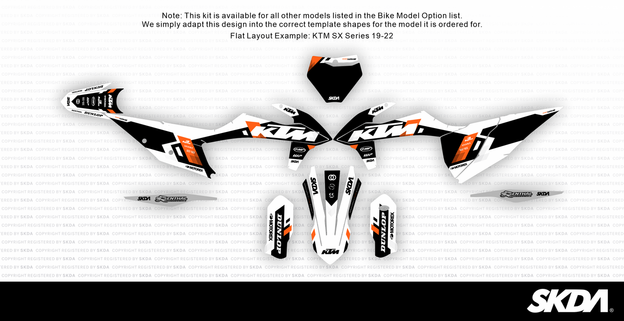 SLEEK White KTM Full Graphics Kit - SKDA - AU Store
